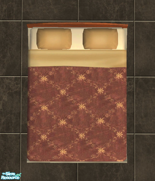 The Sims Resource - Bedding recolor - embroidered taffeta bronze