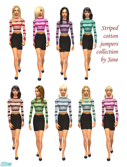 The Sims Resource | Striped cotton jumper collection