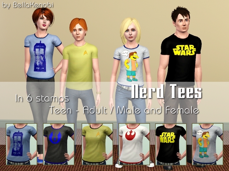 The Sims Resource | Nerd Tees - Unissex, from Teen to Adult