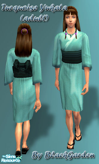 The Sims Resource | Turquoise Yukata (adult)