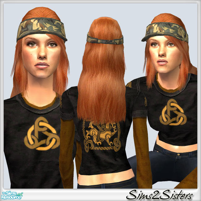 The Sims Resource | S2S Visor Hair - Camouflage Visor - 3
