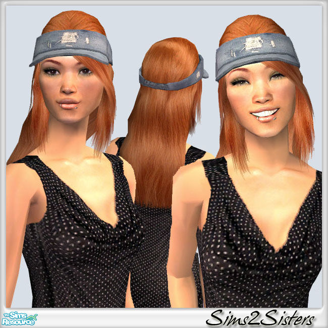 The Sims Resource - S2S Visor Hair - Denim Visor - 3