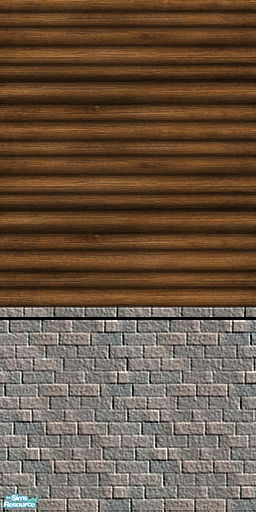 The Sims Resource - Stone And Wood Cabin Wall 2