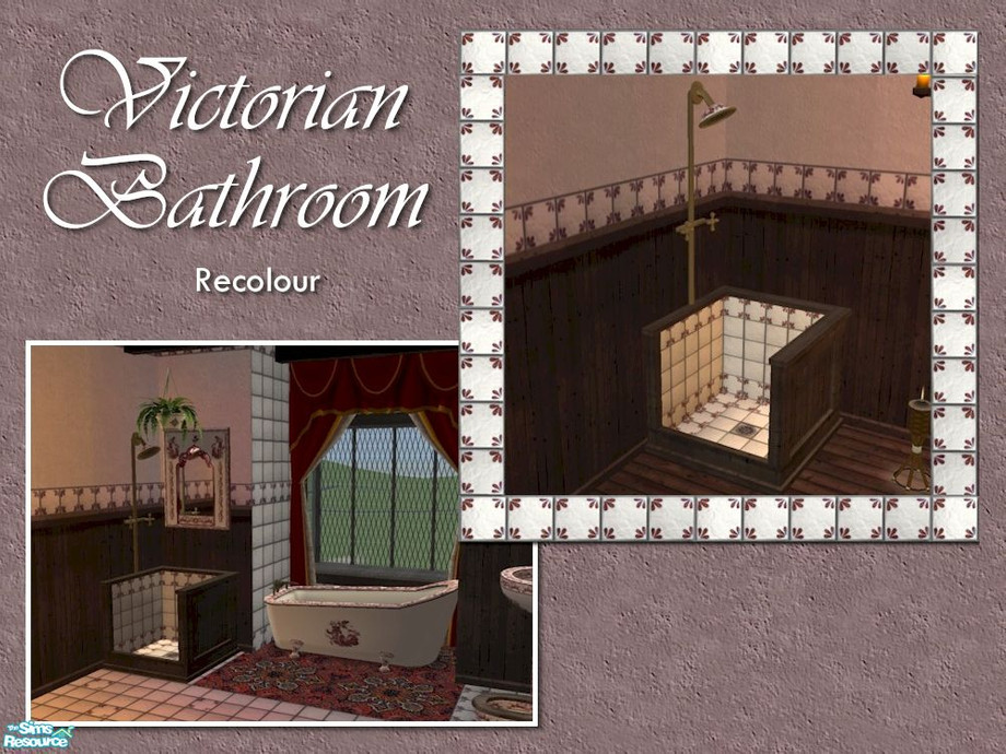 The Sims Resource | Victorian Bathroom Open Shower - Rose Recolour
