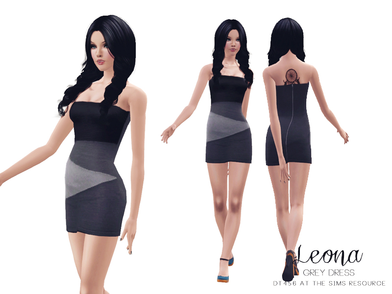 The Sims Resource | Leona Grey Dress