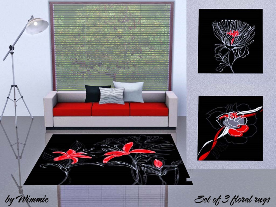 The Sims Resource | Set of 3 floral rugs