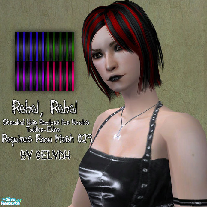 The Sims Resource | Rebel, Rebel - Streaked Hair Recolors