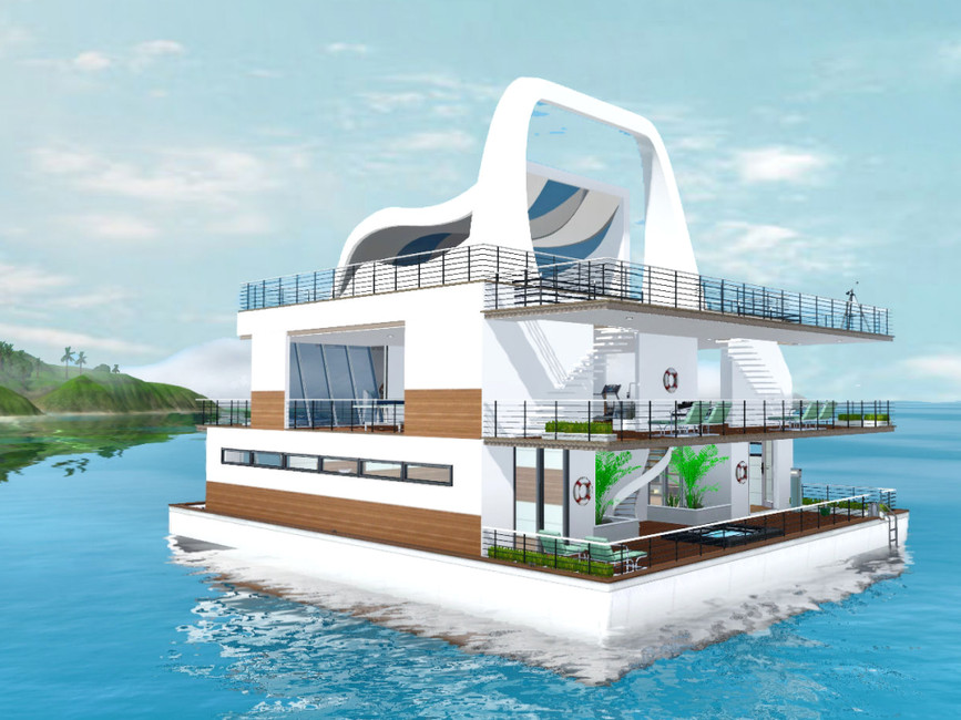 The Sims Resource - Nautilus Modern House Boat