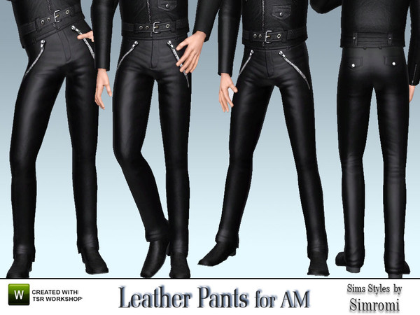 The Sims Resource | Biker's Leather Pants for AM