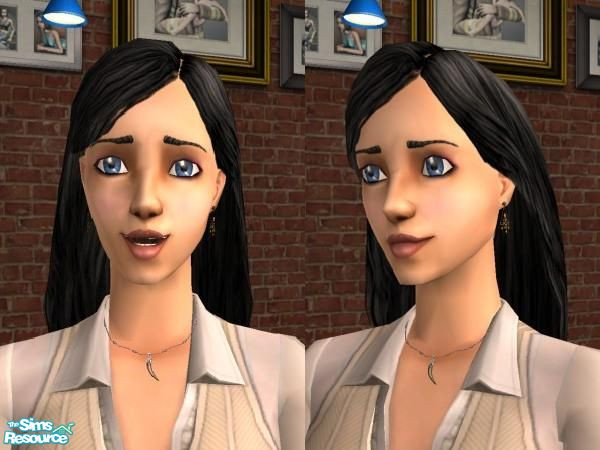 The Sims Resource | Long Hair With Bangs - Black