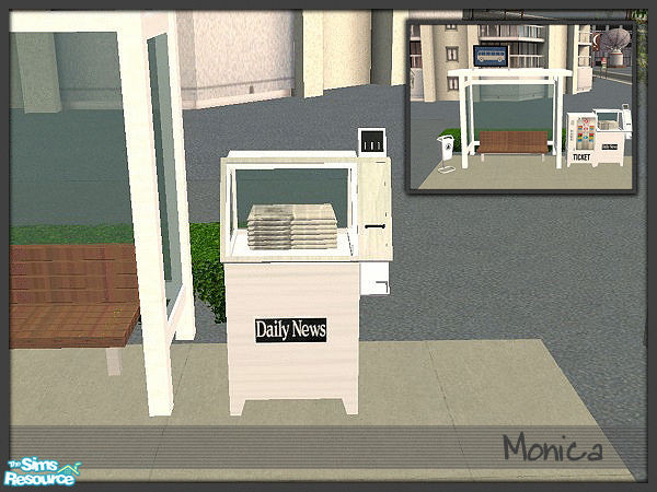 The Sims Resource | Sim City Bus Stop Newspaper box - white