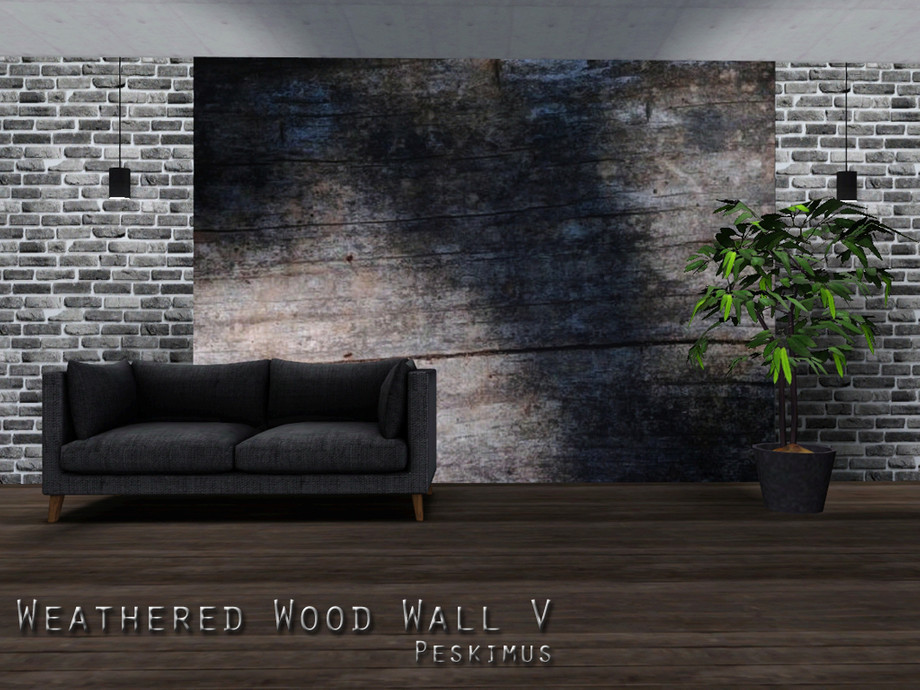 The Sims Resource | Weathered Wood Wall V
