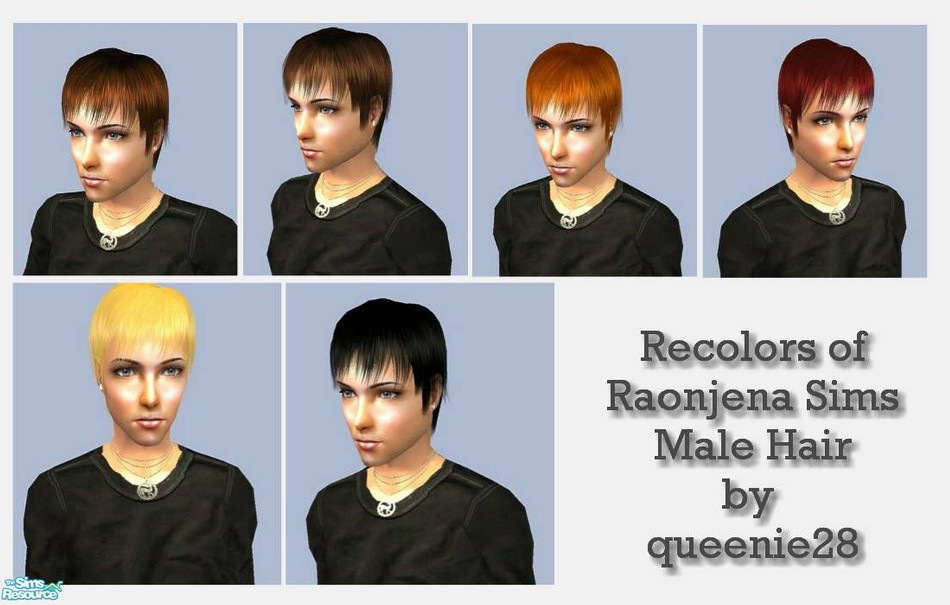 The Sims Resource - Recolors of Raonsims Male Hair