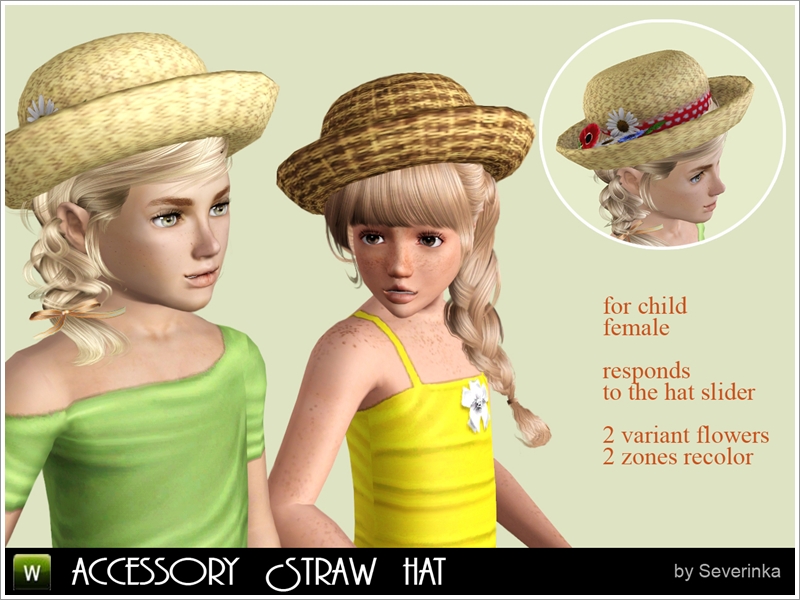 The Sims Resource | Accessory Straw hat