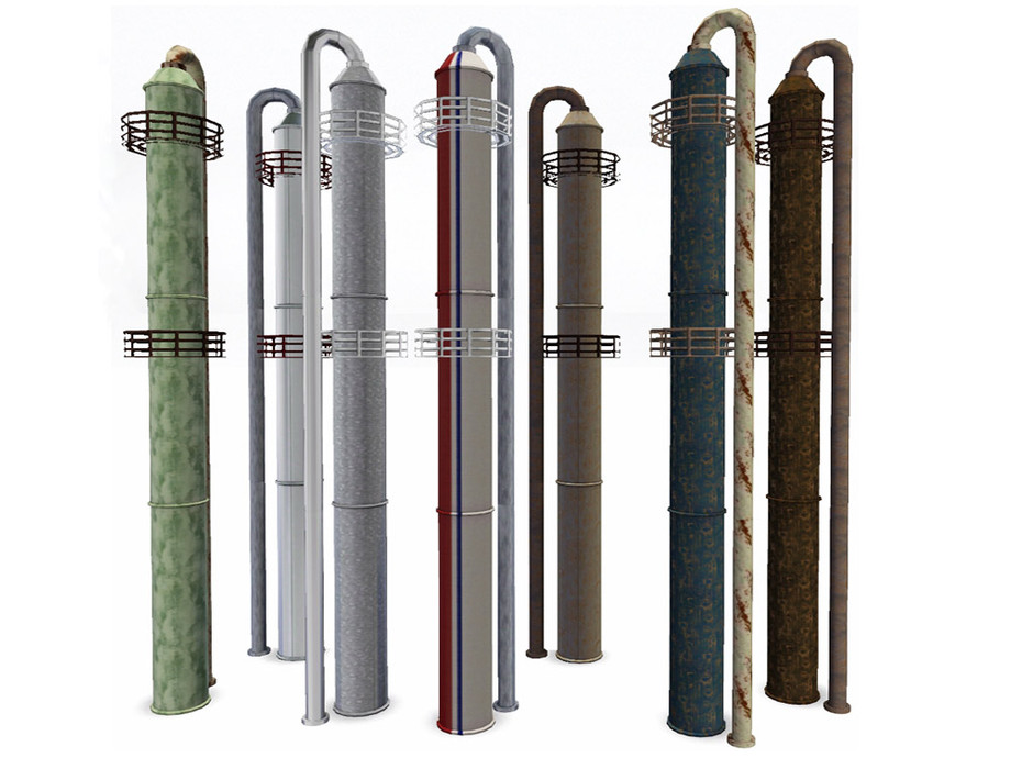 The Sims Resource | Tall Refinery Chimney