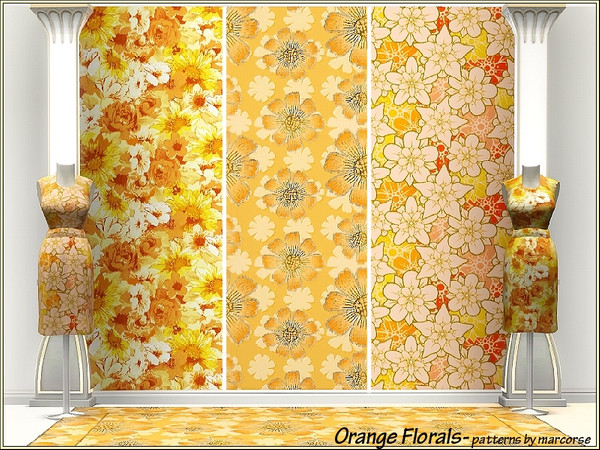 The Sims Resource | Orange Florals_marcorse