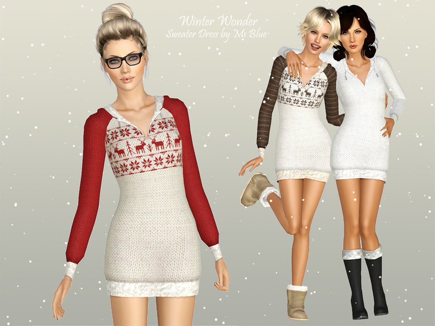 The Sims Resource - Winter Wonder Sweater Dress