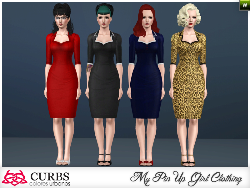 The Sims Resource | curbs dress pin up 10
