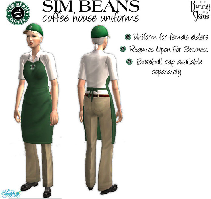 The Sims Resource | Sim Beans Uniform for Elder Female