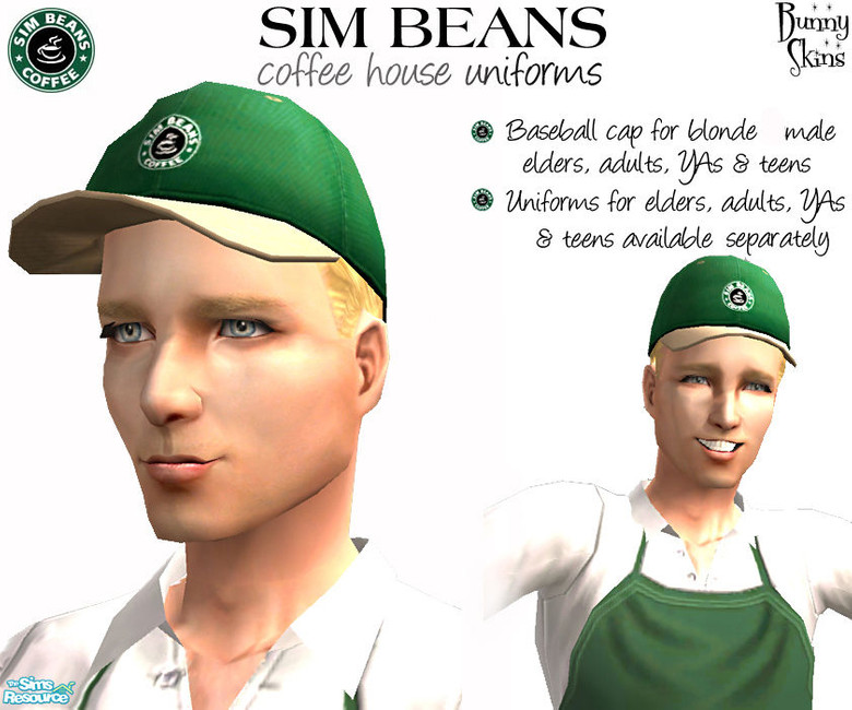 The Sims Resource - Sim Beans Baseball Cap Male Blonde