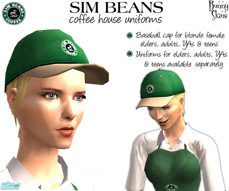 The Sims Resource - Sim Beans Baseball Cap Female Blonde