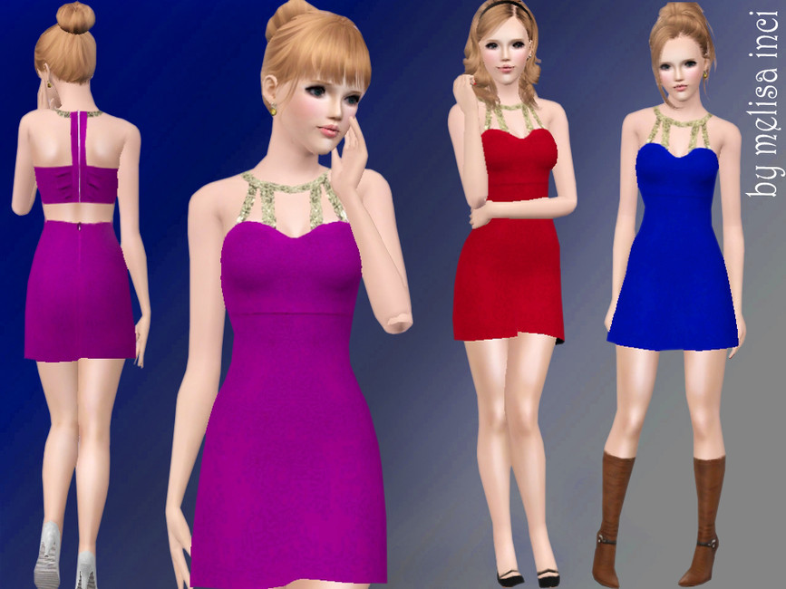 The Sims Resource - Neck Sequin Hangers Dress