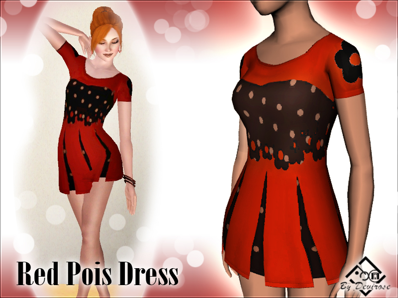 The Sims Resource | Red Pois Dress