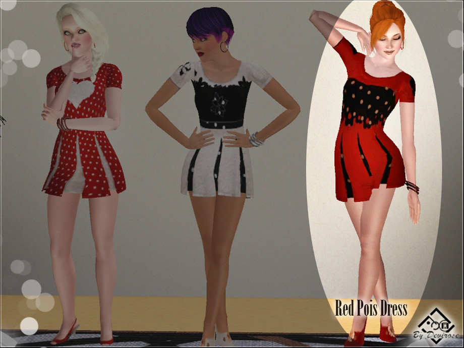 The Sims Resource | Red Pois Dress