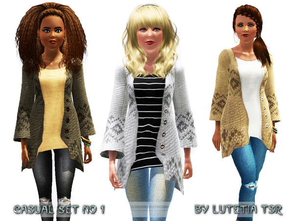 The Sims Resource | Casual Set No 1 - Cardigan - YA/A