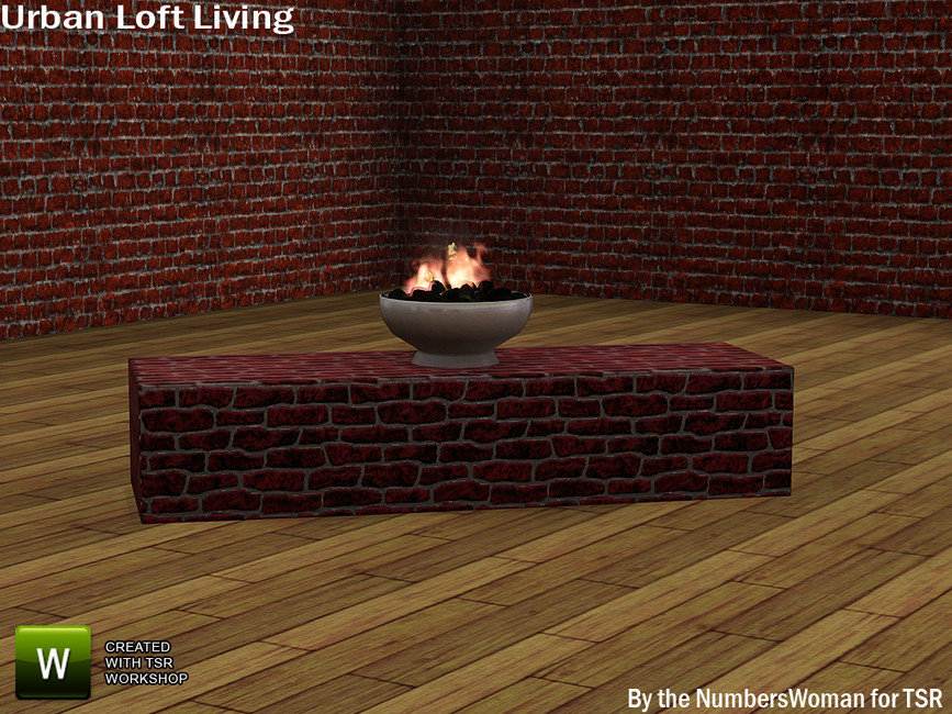 The Sims Resource - Modern Urban Rustic Loft Living Fireplace