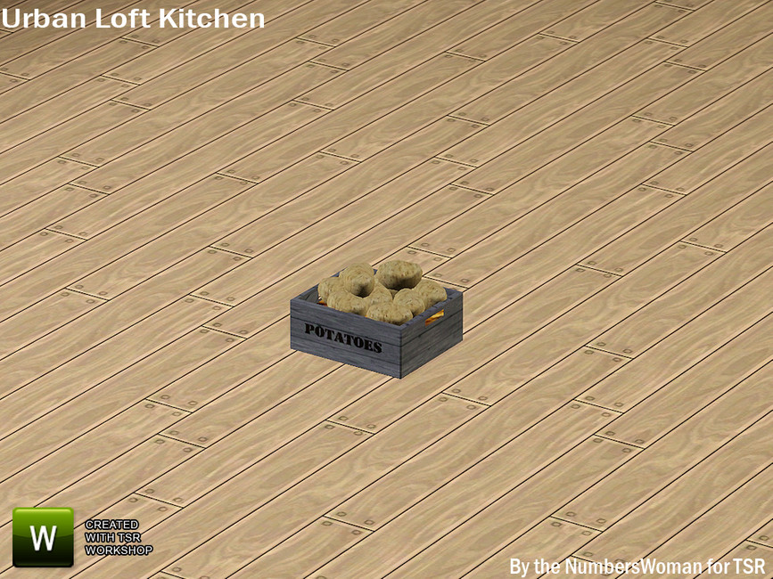 The Sims Resource - Modern Urban Rustic Loft Kitchen Box Of Potatoes
