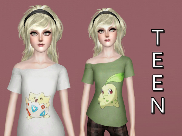 The Sims Resource | Pokemon T-shirt Teen Female