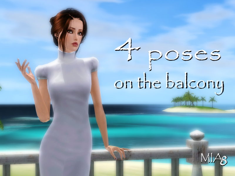 The Sims Resource | 4 Poses on the balcony by Mia8
