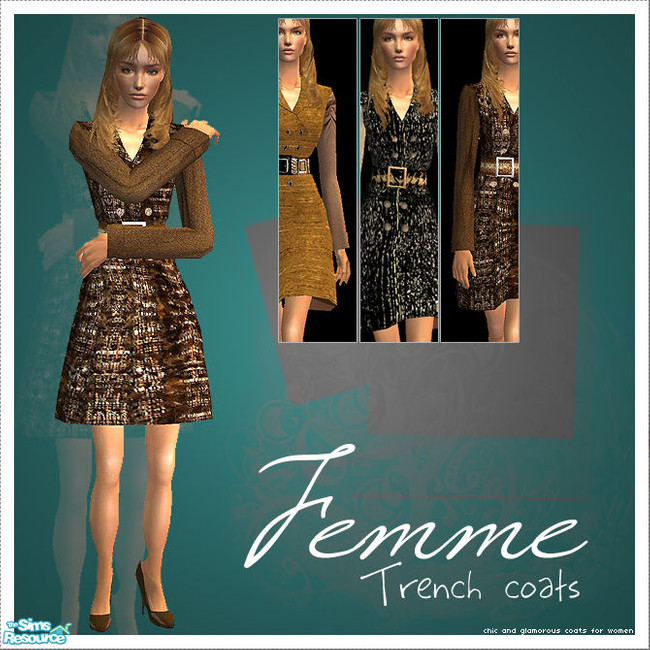 The Sims Resource - Femme Trench Coats