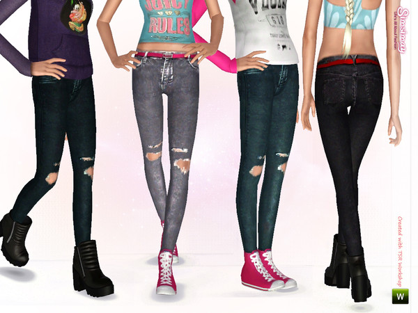 The Sims Resource | Teen Ripped Jeans