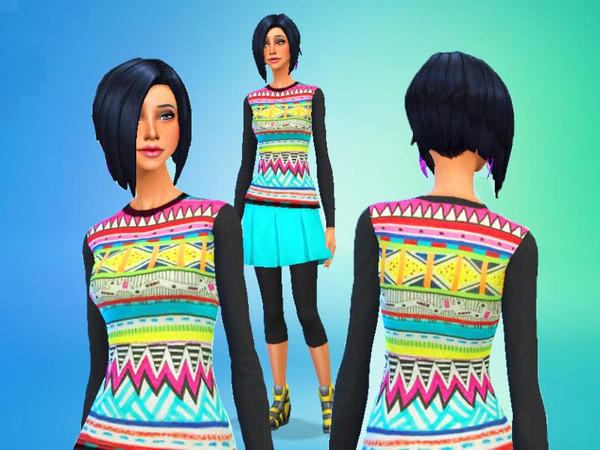 The Sims Resource - Aztec Print Top