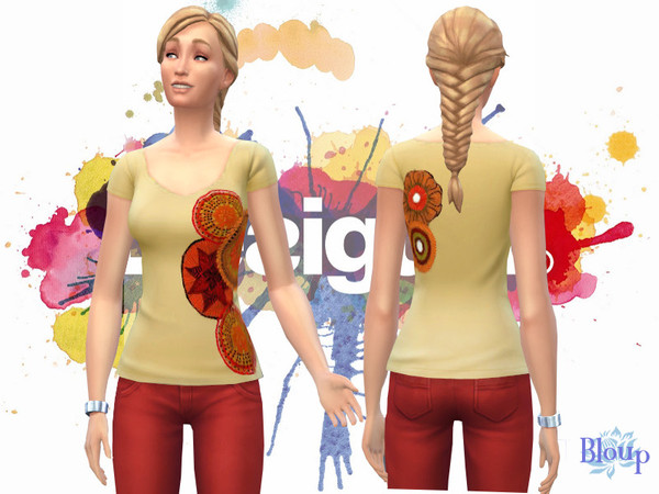 The Sims Resource | Desigual Yellow T shirt