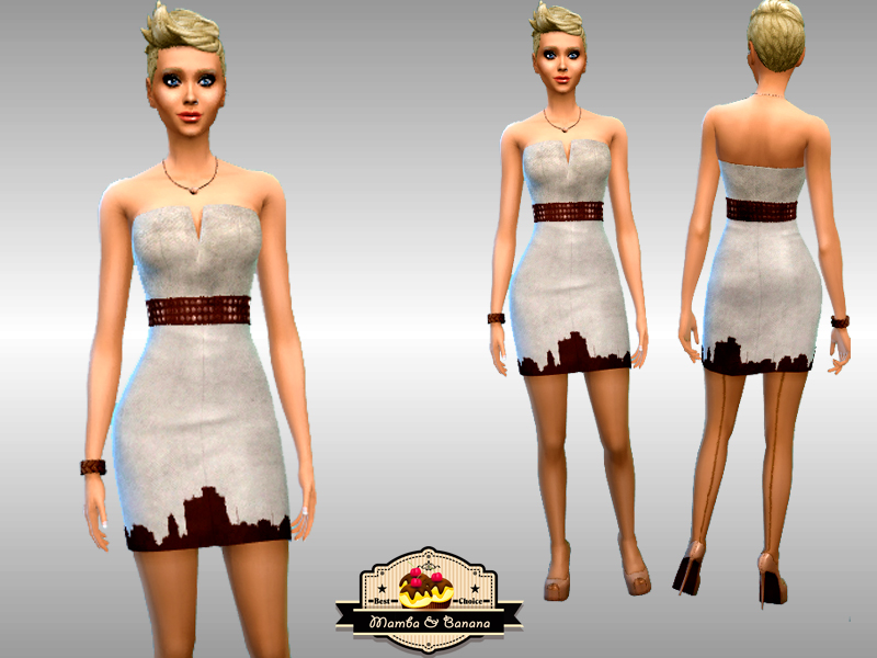 The Sims Resource | City Dress (Cream & Brown)
