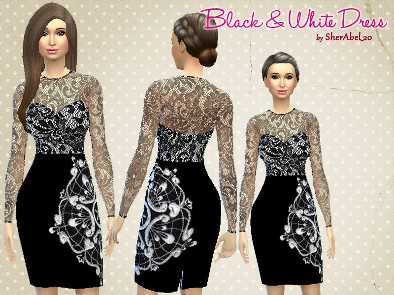 The Sims Resource | Glam Sheer Sleeve Dress