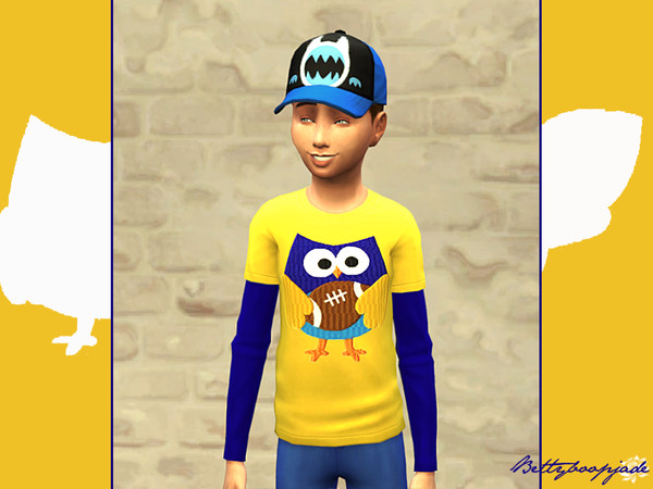 The Sims Resource | Sport Owl - Long sleeve yellow / blue T-shirt