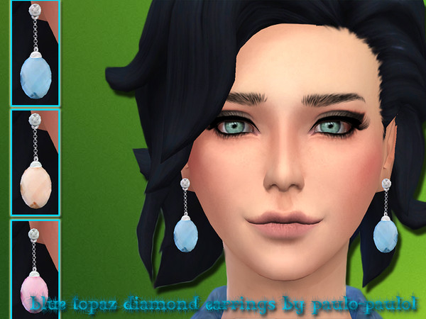 The Sims Resource | blue topaz diamond earrings