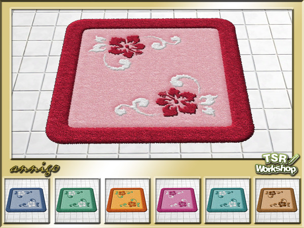 The Sims Resource | Bath Rug Hibiscus 2x2
