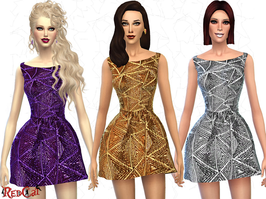 The Sims Resource - Metallic Shiny Dress