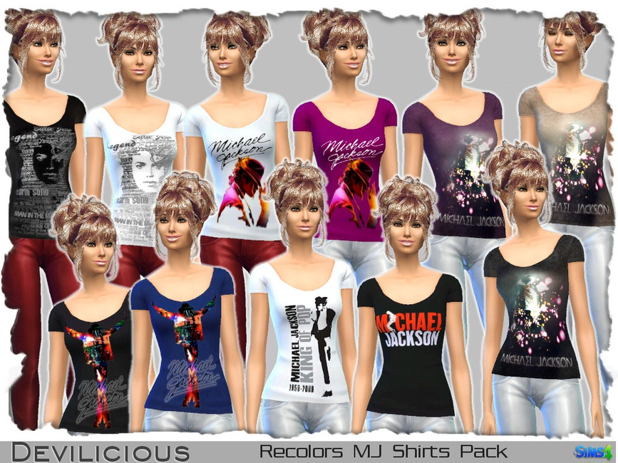 The Sims Resource - Michael Jackson Shirts Pack