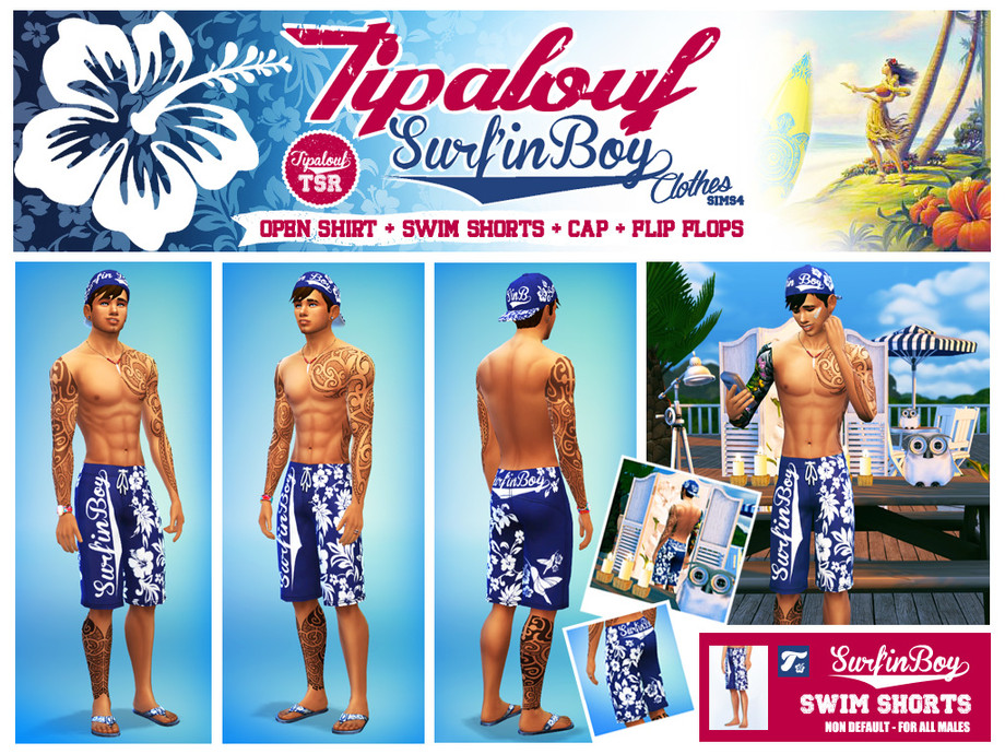 The Sims Resource | Swim Shorts Surf'inBoy