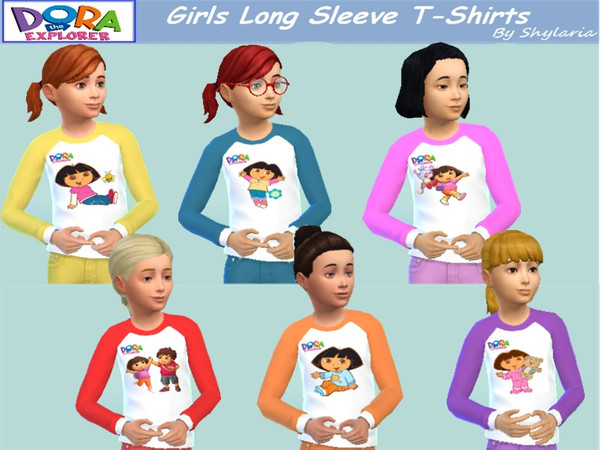 The Sims Resource | Girls Dora the Explorer Long Sleeve T-Shirts