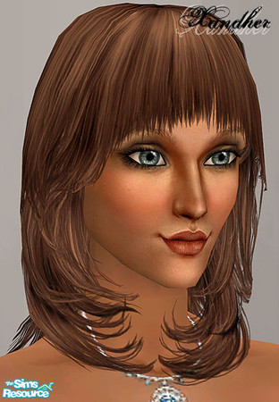 The Sims Resource - Krissy Hair With Bangs - Chestnut