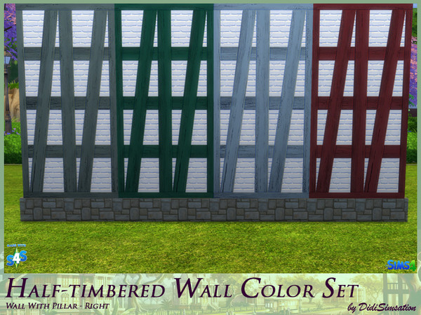 The Sims Resource | Half-timbered Wall Pillar right - Color