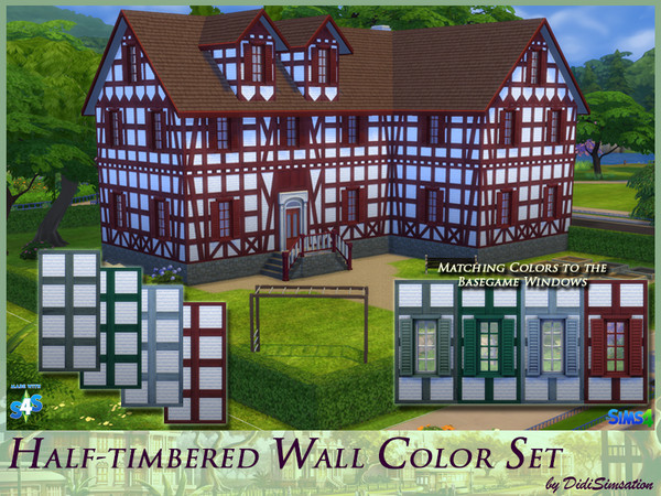 The Sims Resource | Half-timbered Wall Set - Color