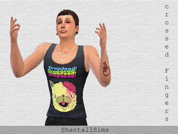 The Sims Resource | Crossed Fingers Tattoo - Forearm